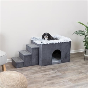 Køb Trixie Harvey kat og hundehule med trin 119 x 47 x 50 cm grå og ...